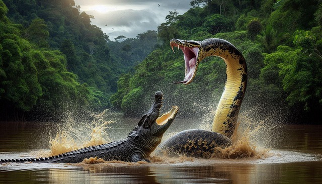 Download Crocodile, Fighting, Giant Python. Royalty-Free Stock ...