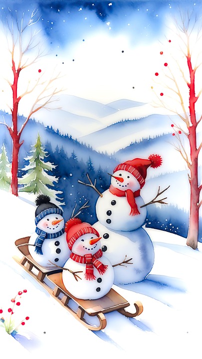 Download Snowmen, Winter, Christmas. Royalty-Free Stock Illustration ...