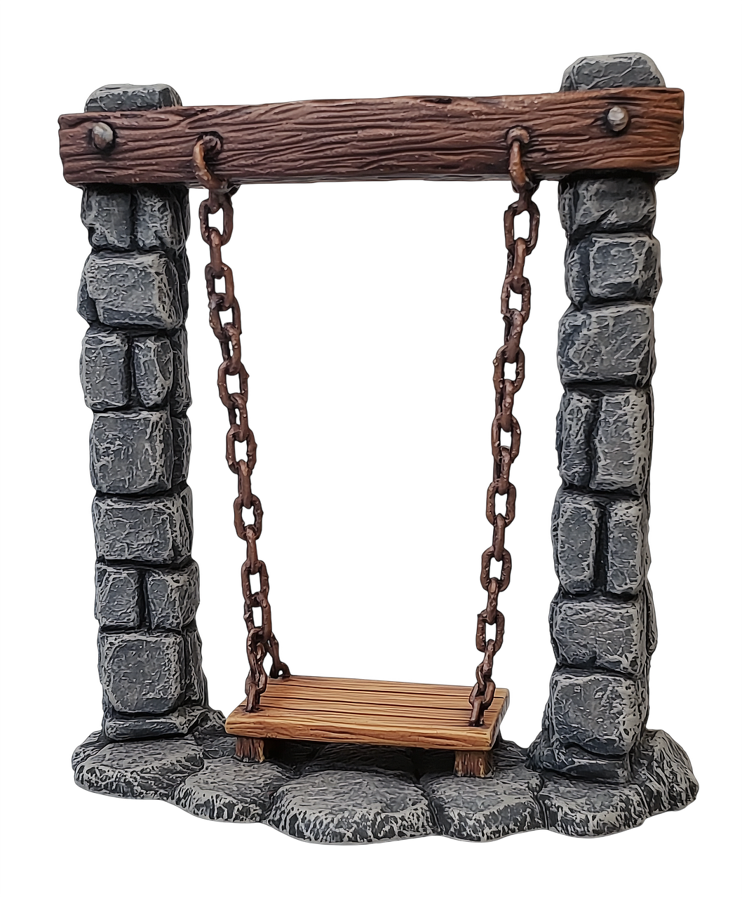 Download Fantasy Wooden Swing, Stone Pillar Swing Design, Rustic Swing ...