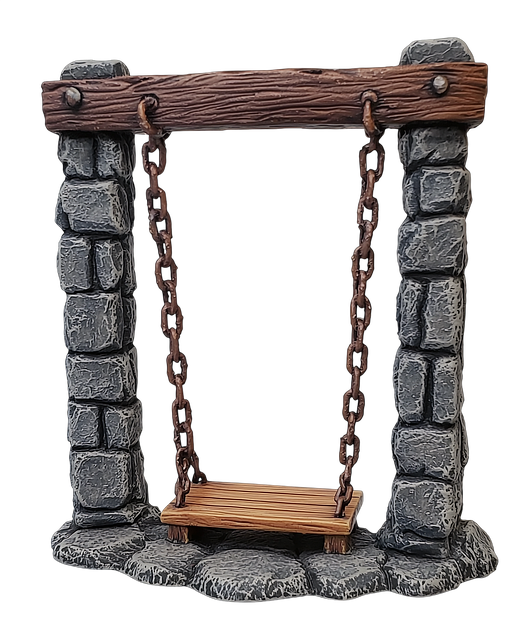 Download Fantasy Wooden Swing, Stone Pillar Swing Design, Rustic Swing ...