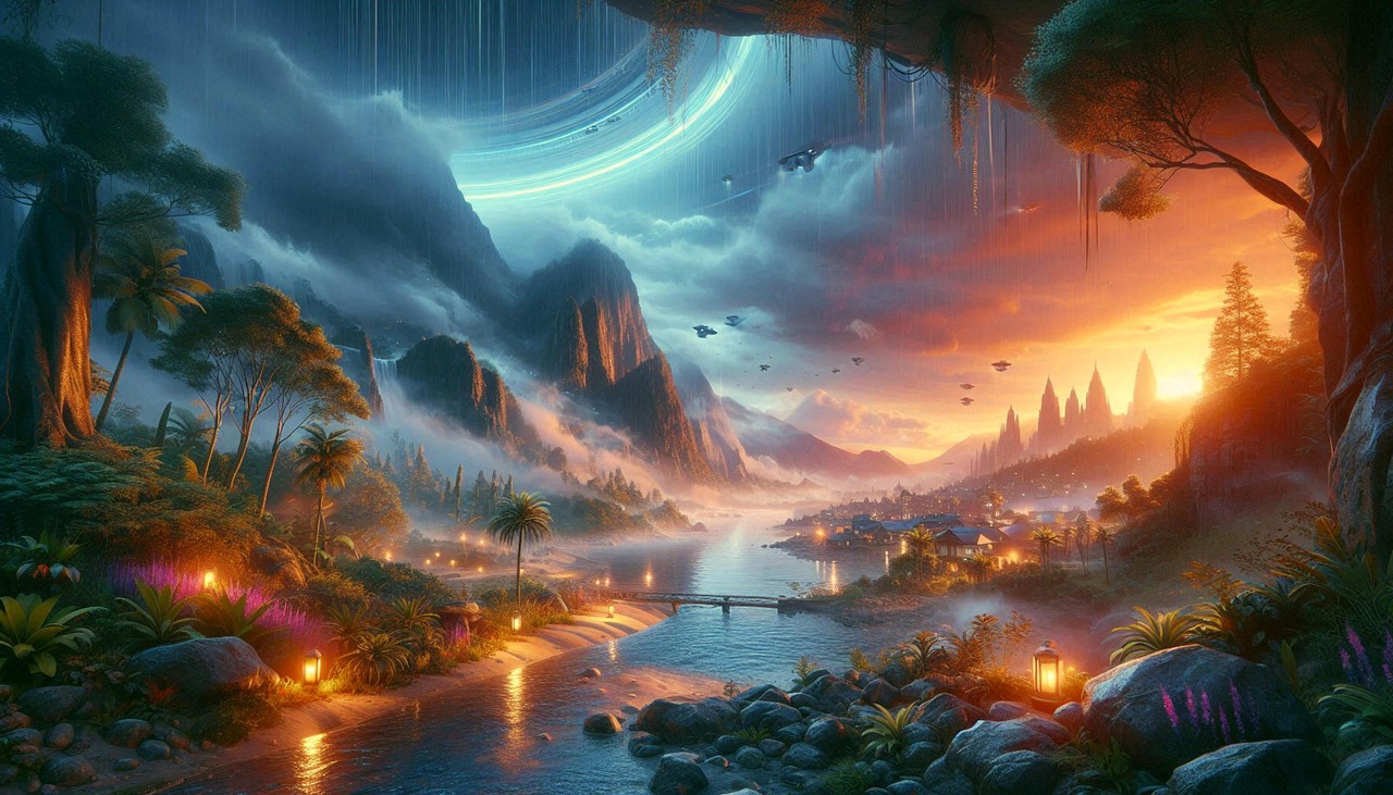 Download Ai Generated, Fantasy, River. Royalty-Free Stock Illustration ...