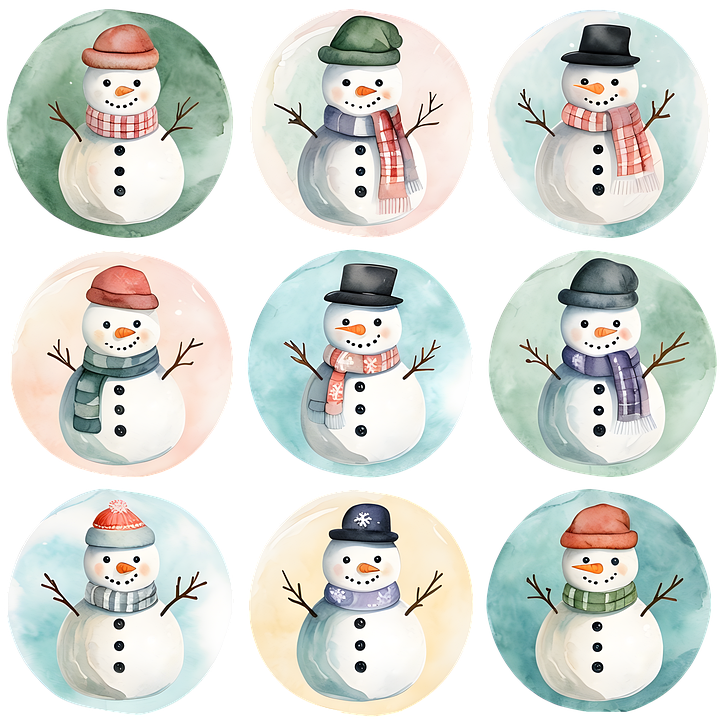 Download Snowmen Collection, Snowmen, Watercolor. Royalty-Free Stock ...