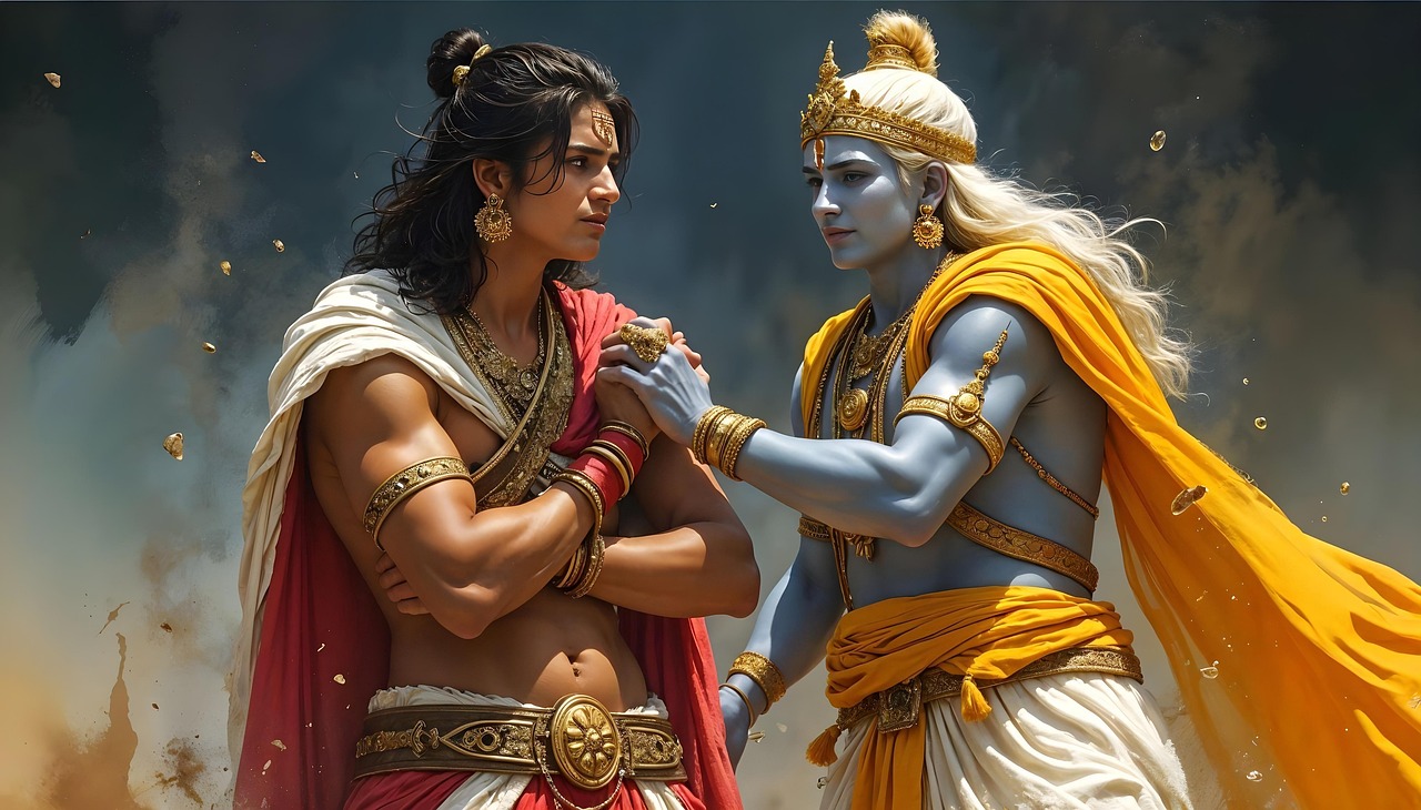 Download Arjuna, Krishna, Mahabharata. Royalty-Free Stock Illustration ...