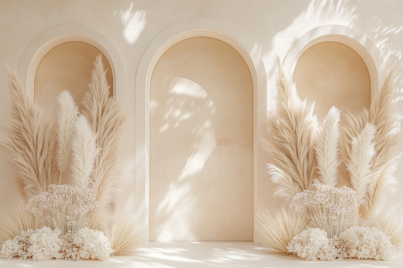 Download Mediterranean Arch, Pampas Grass Decor, Neutral Tones. Royalty ...