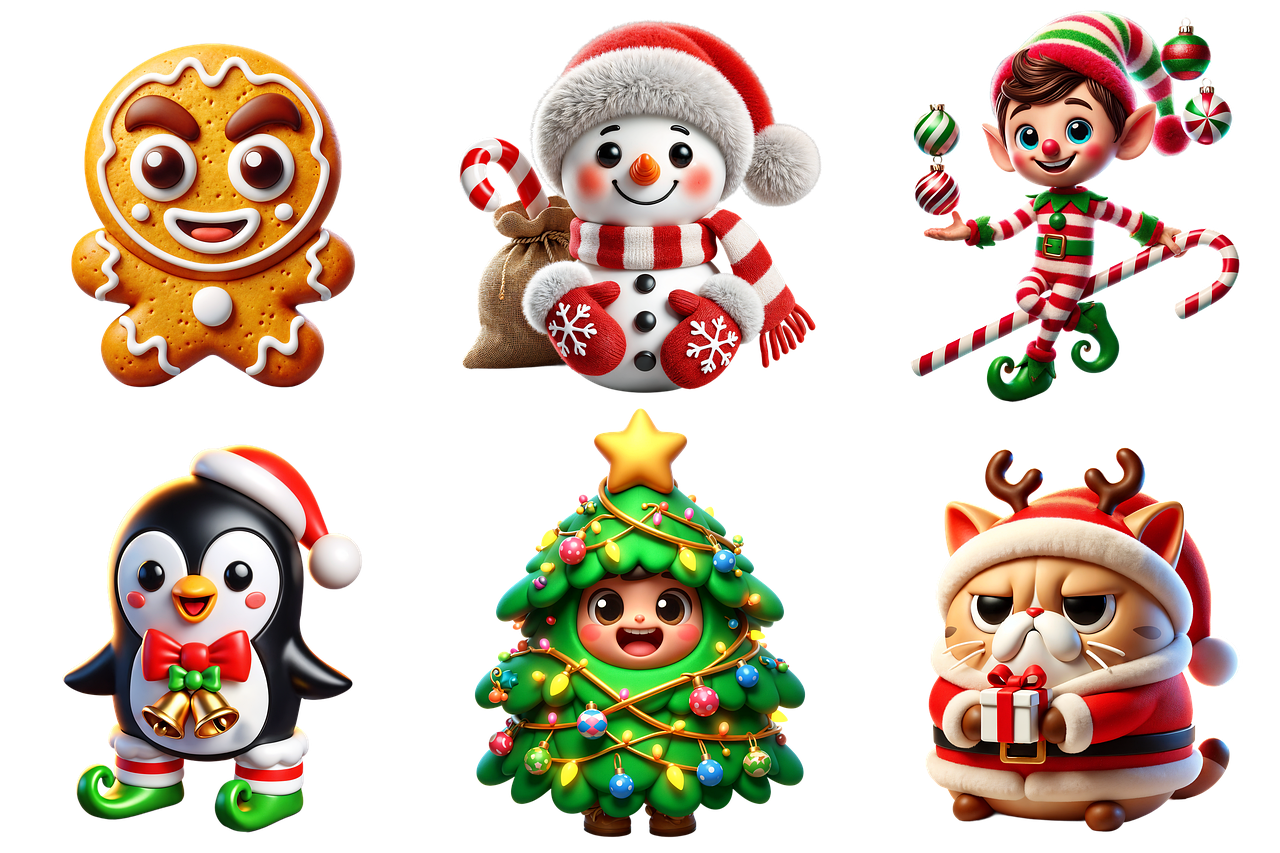 Download Chrismas Icon, 3D Christmas Characters, Gingerbread Man ...