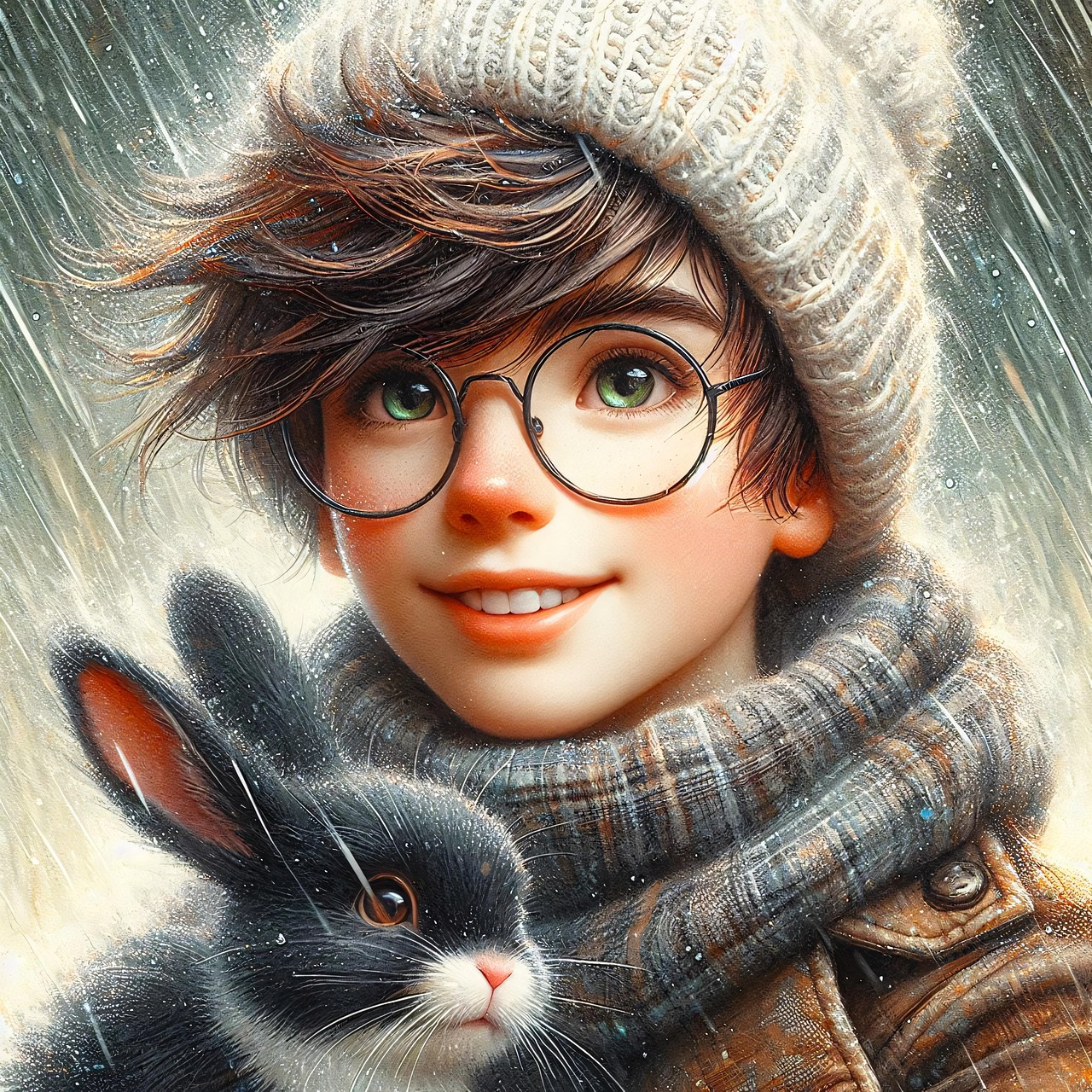 Download Teenager, Rabbit, Rain. Royalty-Free Stock Illustration Image ...