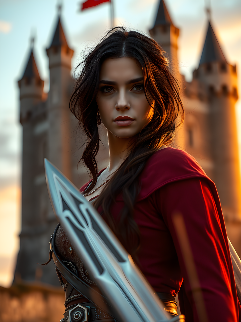 Download Woman, Warrior, Castle. Royalty-Free Stock Illustration Image ...