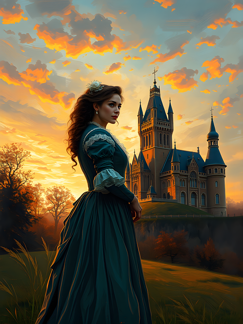 Download Victorian, Woman, Sunset. Royalty-Free Stock Illustration ...