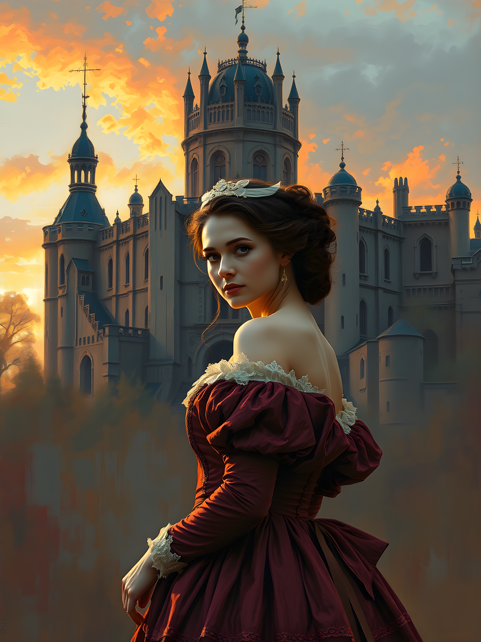 Download Victorian, Woman, Sunset. Royalty-Free Stock Illustration ...