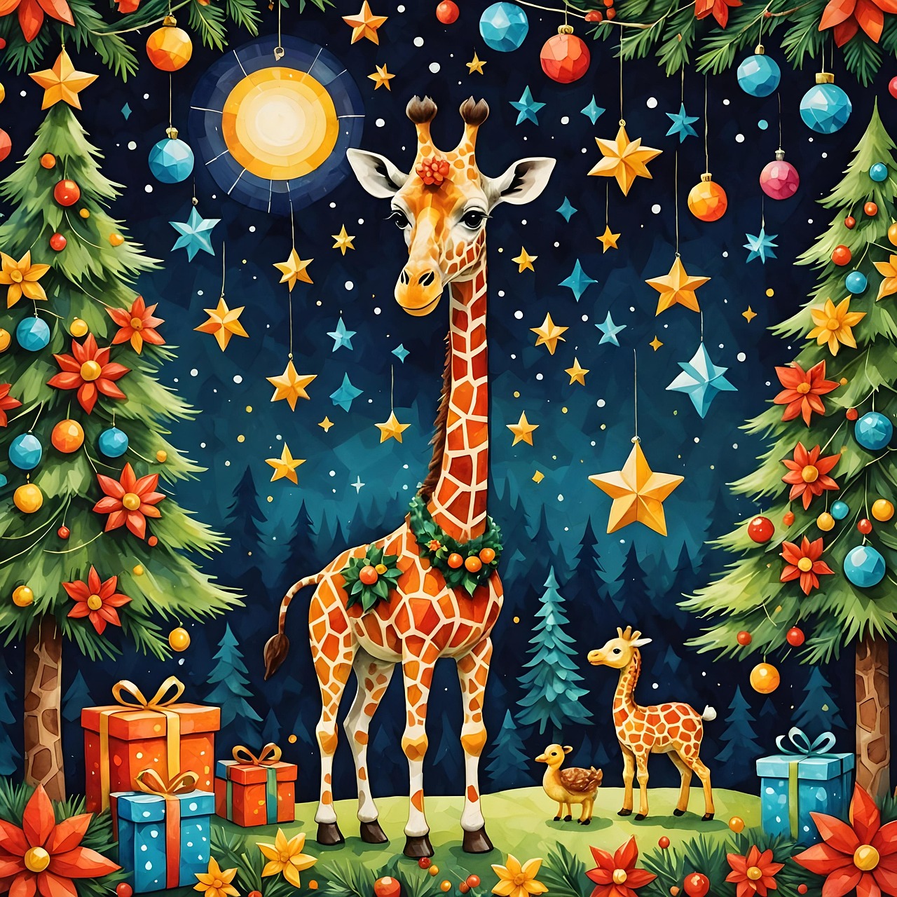 Download Giraffe, Christmas, Naive. Royalty-Free Stock Illustration ...