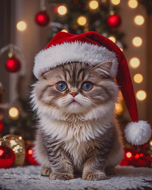Download Christmas, Cat, Santa Hat. Royalty-Free Stock Illustration ...