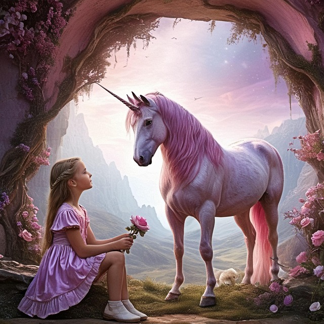 Download Child, Little Girl, Unicorn. Royalty-Free Stock Illustration ...