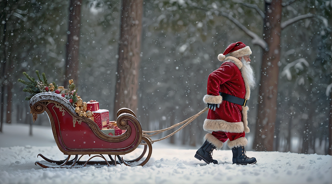 Download Santa Claus, Sled, Forest. Royalty-Free Stock Illustration ...