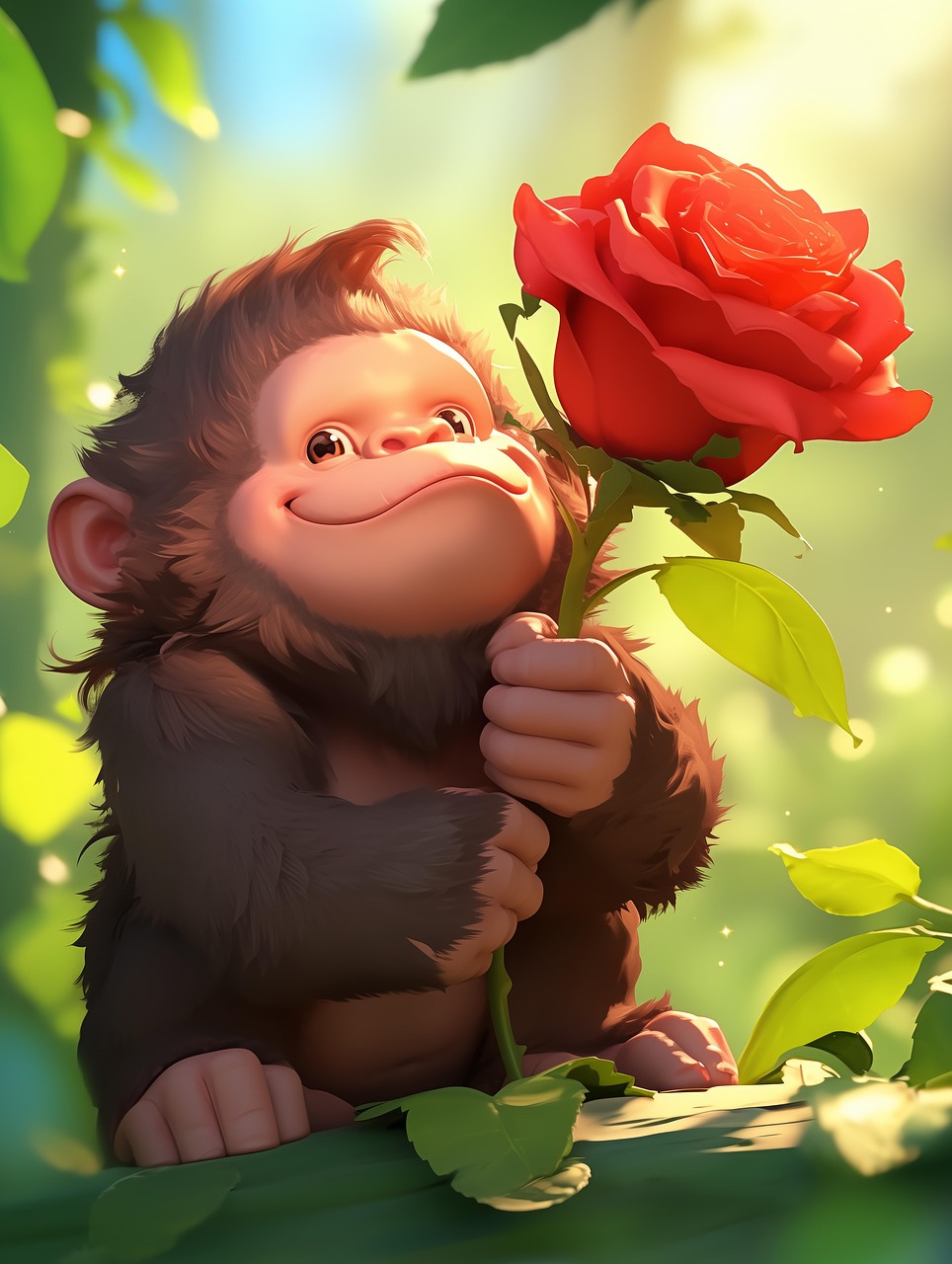 Download Ai Generated, Monkey, Rose. Royalty-Free Stock Illustration ...