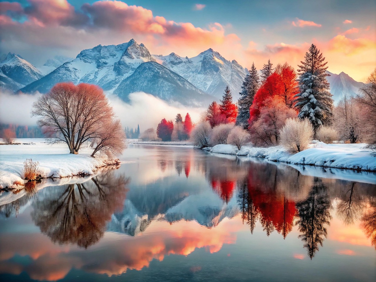 Download River Winter Nature Royalty Free Stock Illustration Image Pixabay