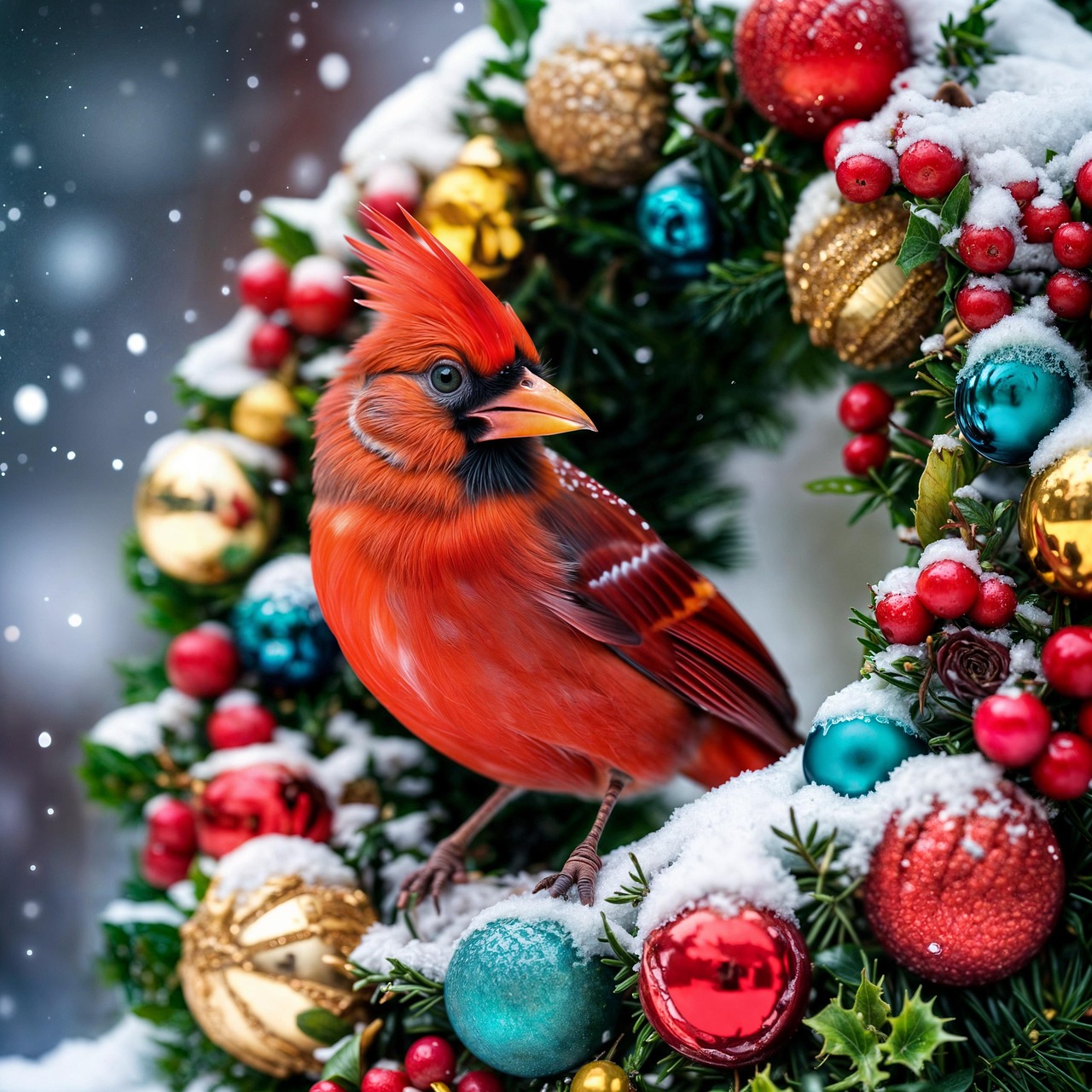 Download Christmas, Wreath, Cardinal. Royalty-Free Stock Illustration ...