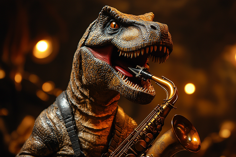 Download Tyrannosaurus Rex, T-Rex, Saxophone. Royalty-Free Stock ...