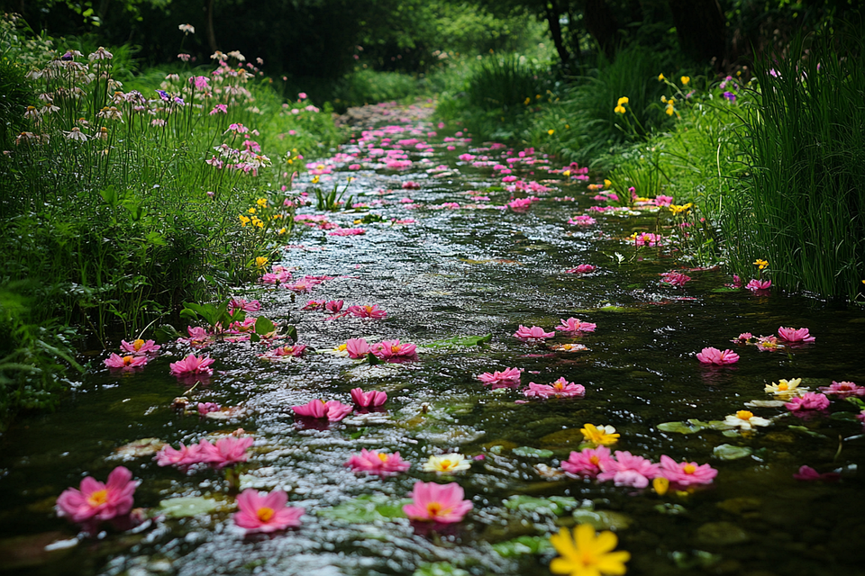 Download River, Stream, Flowers. Royalty-Free Stock Illustration Image ...