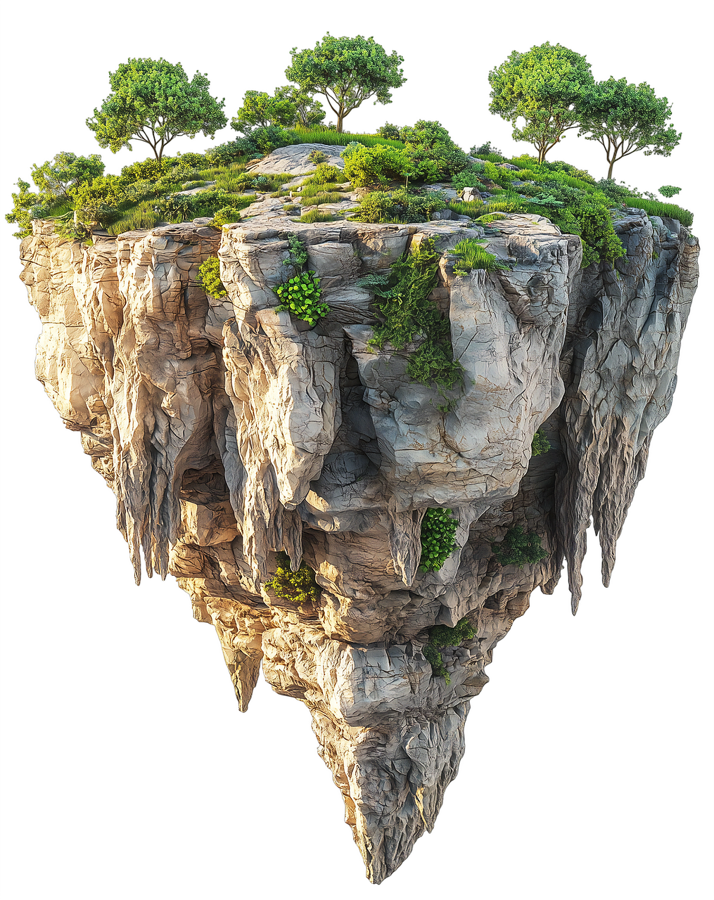 Download Floating Island, 3D Cliffs, Lush Vegetation. Royalty-Free ...
