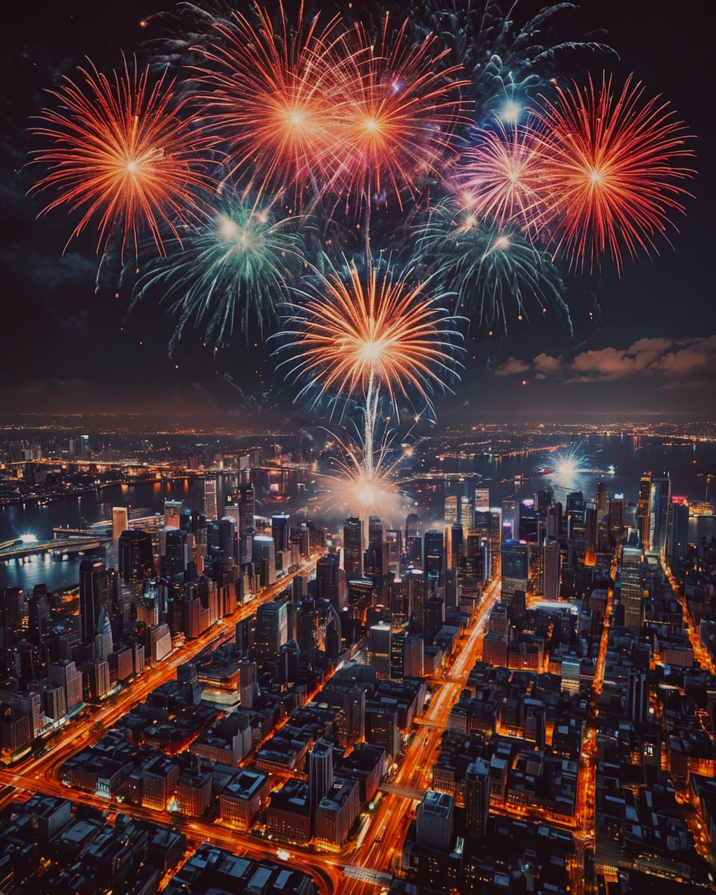 Download Fireworks, 2025, City. Royalty-Free Stock Illustration Image ...