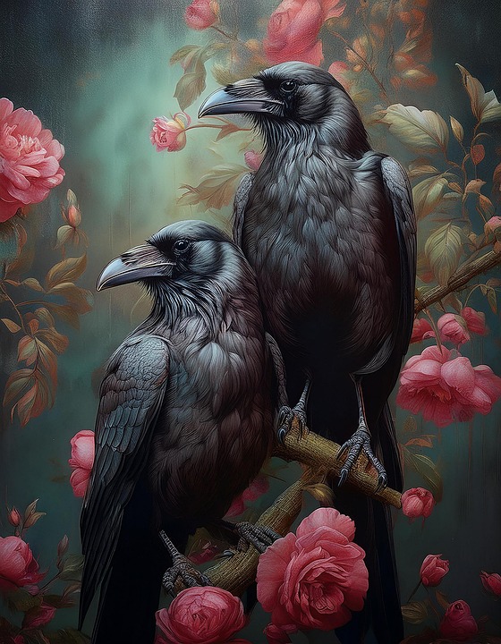 Download Roses, Crows, Nature. Royalty-Free Stock Illustration Image ...