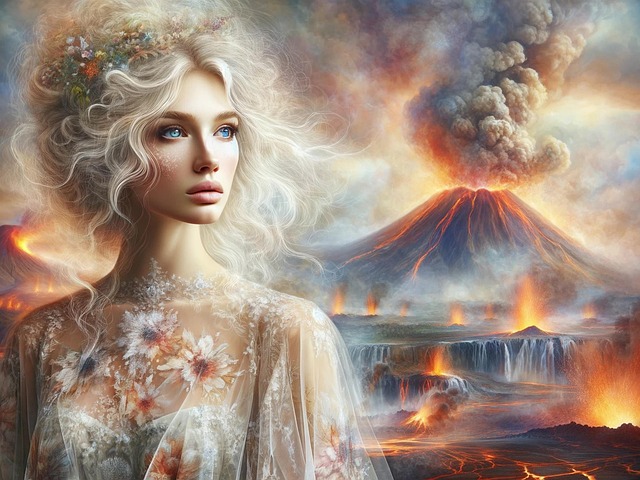 Download Volcano, Woman, Landscape. Royalty-Free Stock Illustration ...