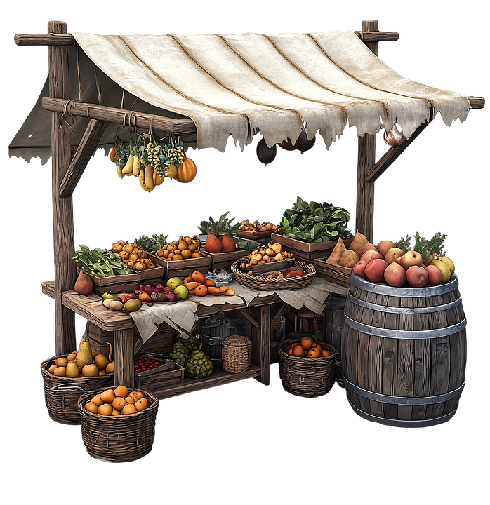 Download Medieval Market, Market Stall, Fresh Produce. Royalty-Free ...