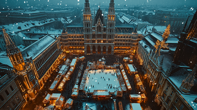 Download Winter Wonderland, Rathausplatz, Vienna. Royalty-Free Stock ...