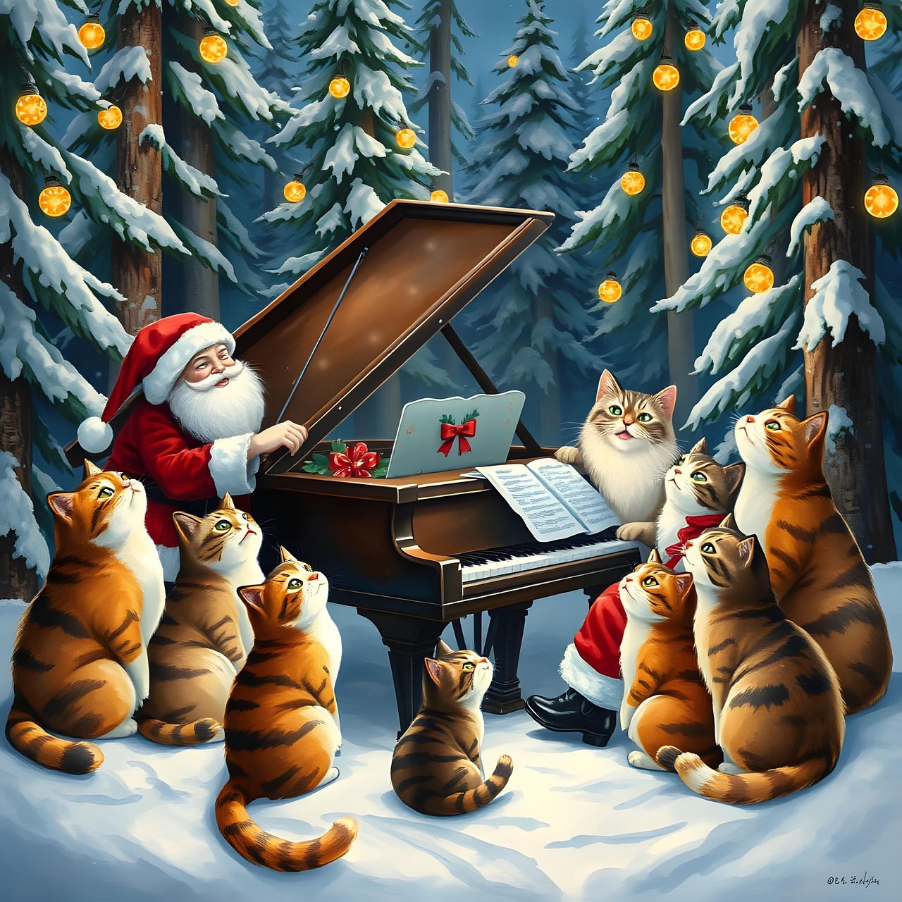 Download Santa, Father Christmas, Cats. Royalty-Free Stock Illustration ...