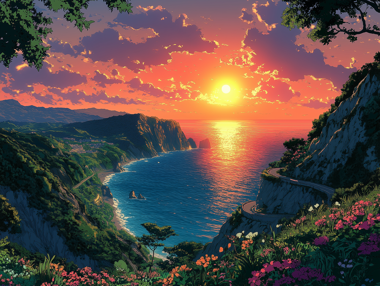 Download Sunset, Coastal Cliffs, Ocean View. Royalty-Free Stock ...