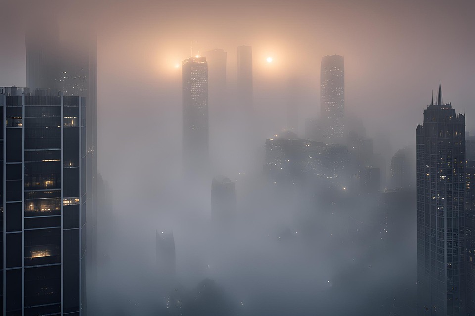 Download City Fog, Urban Fog, Misty Cityscape. Royalty-Free Stock ...