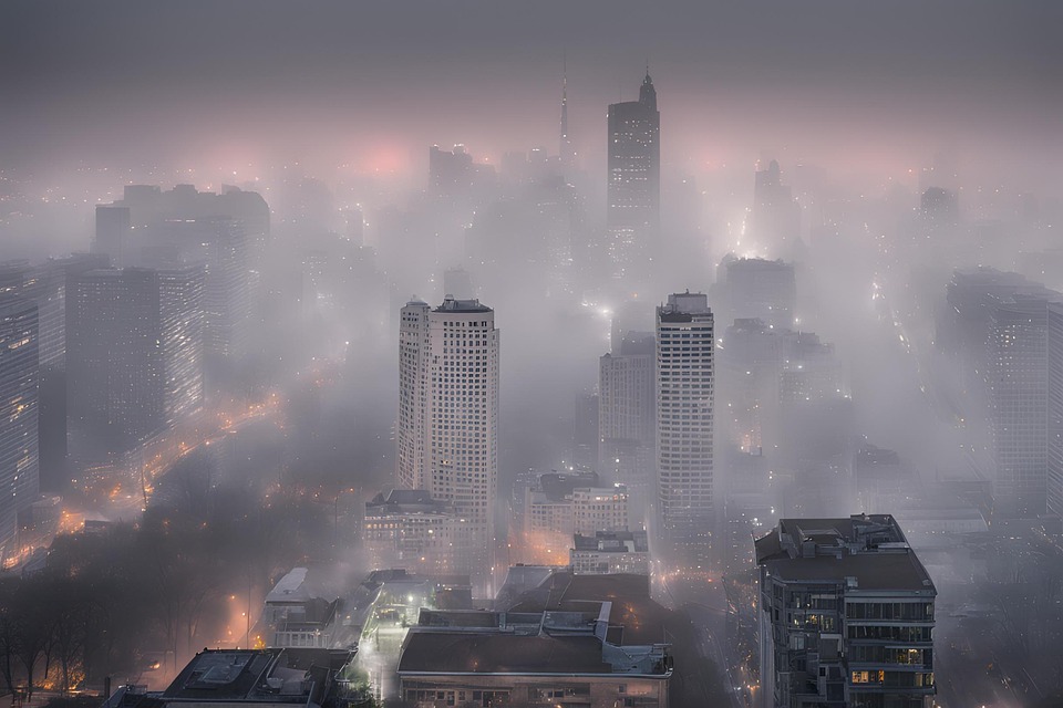 Download City Fog, Urban Fog, Misty Cityscape. Royalty-Free Stock ...