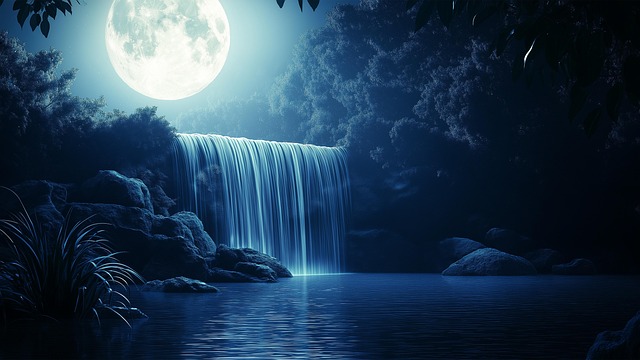 Download Moon, Waterfall, River. Royalty-Free Stock Illustration Image ...