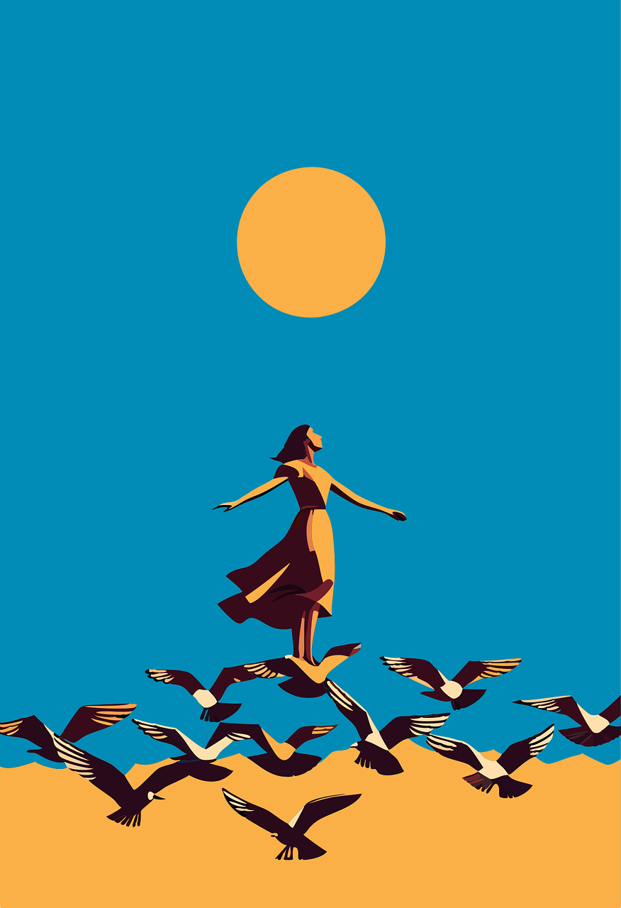 Download Woman, Birds, Flying. Royalty-Free Vector Graphic - Pixabay