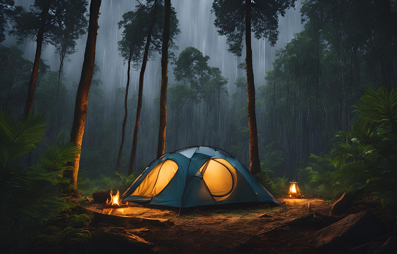 Download Ai Generated, Tent, Rain. Royalty-Free Stock Illustration ...