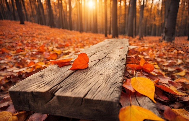 Download Autumn Table, Orange Leaves, Wooden Plank. Royalty-Free Stock ...
