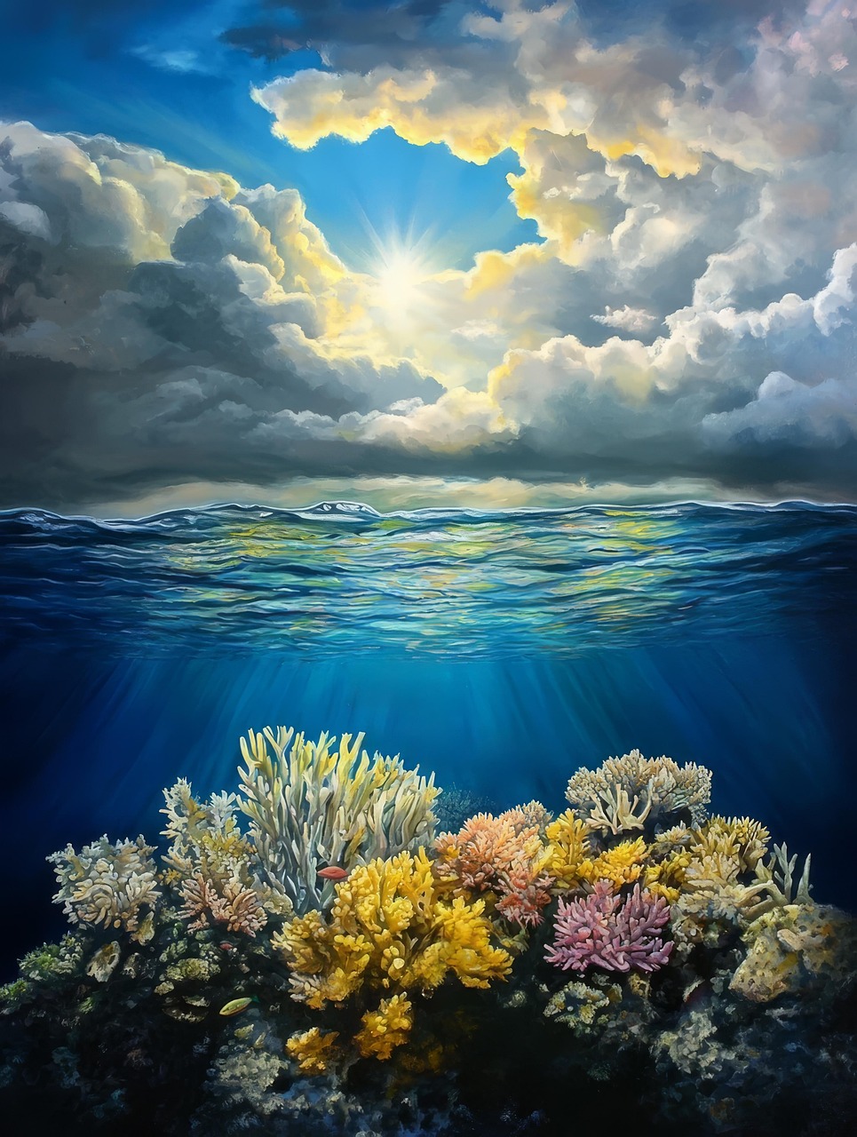 Download Ocean, Clouds, Coral. Royalty-Free Stock Illustration Image ...