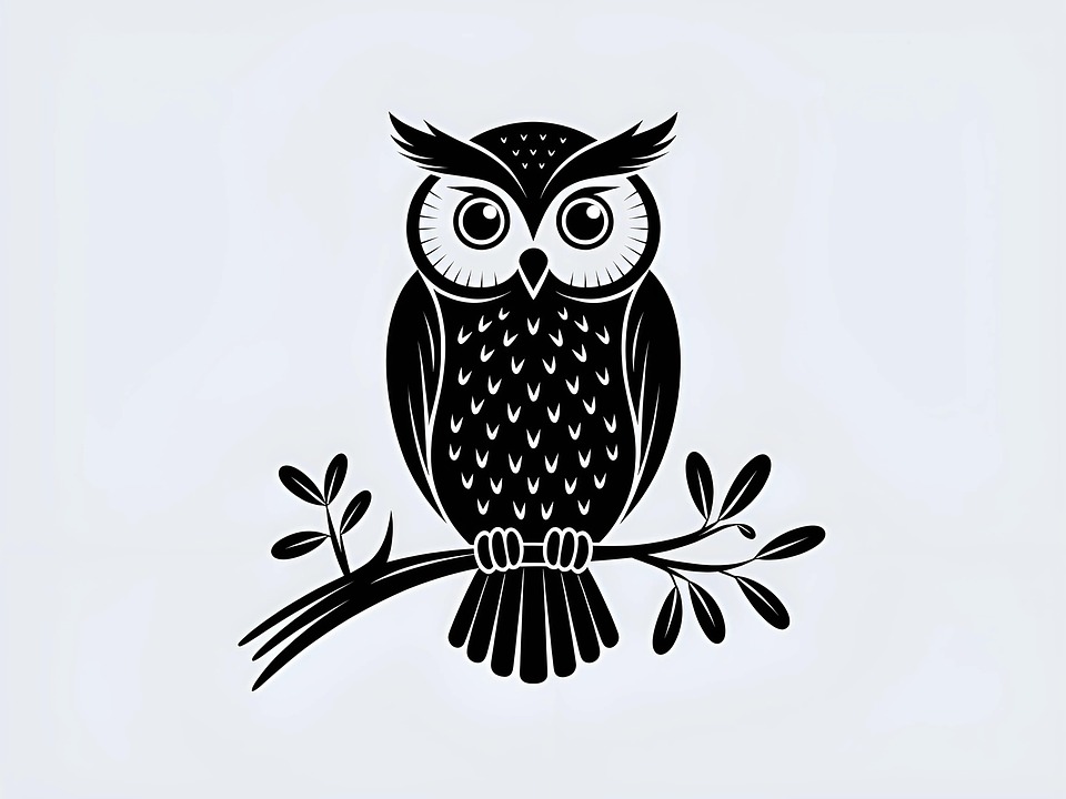 Download Owl On Branch, Wisdom Symbol, Intelligence Art. Royalty-Free ...