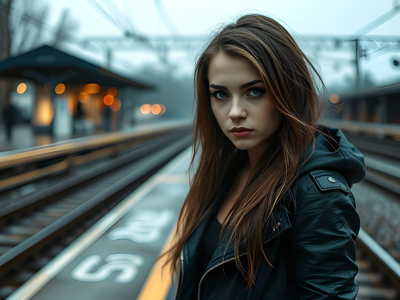 Download Rock Girl, Rail Station, Waiting. Royalty-Free Stock ...