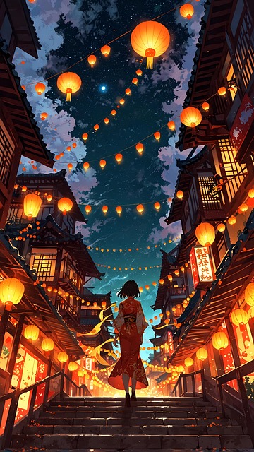 Download Anime, Girl, Lanterns. Royalty-Free Stock Illustration Image ...