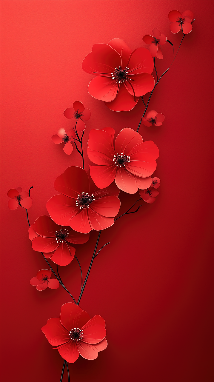 Download Red Flowers, Floral Design, Minimalist Flowers. Royalty-Free ...