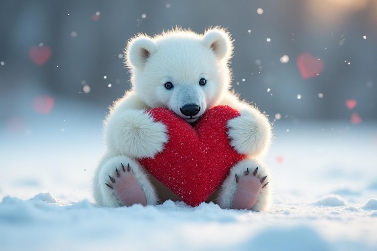 Download Valentine'S Day, Polar Bear, Snow. Royalty-Free Stock ...