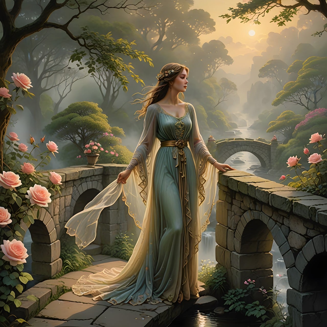 Download Woman, Bridge, Love In The Air. Royalty-Free Stock ...