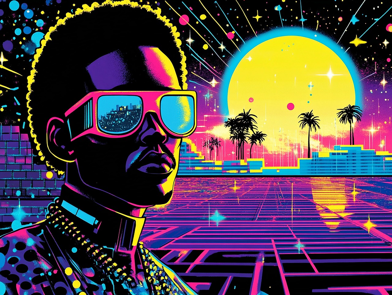 Download Retro Neon Art, Futuristic Portrait, Synthwave Style. Royalty ...