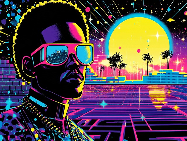 Download Retro Neon Art, Futuristic Portrait, Synthwave Style. Royalty ...