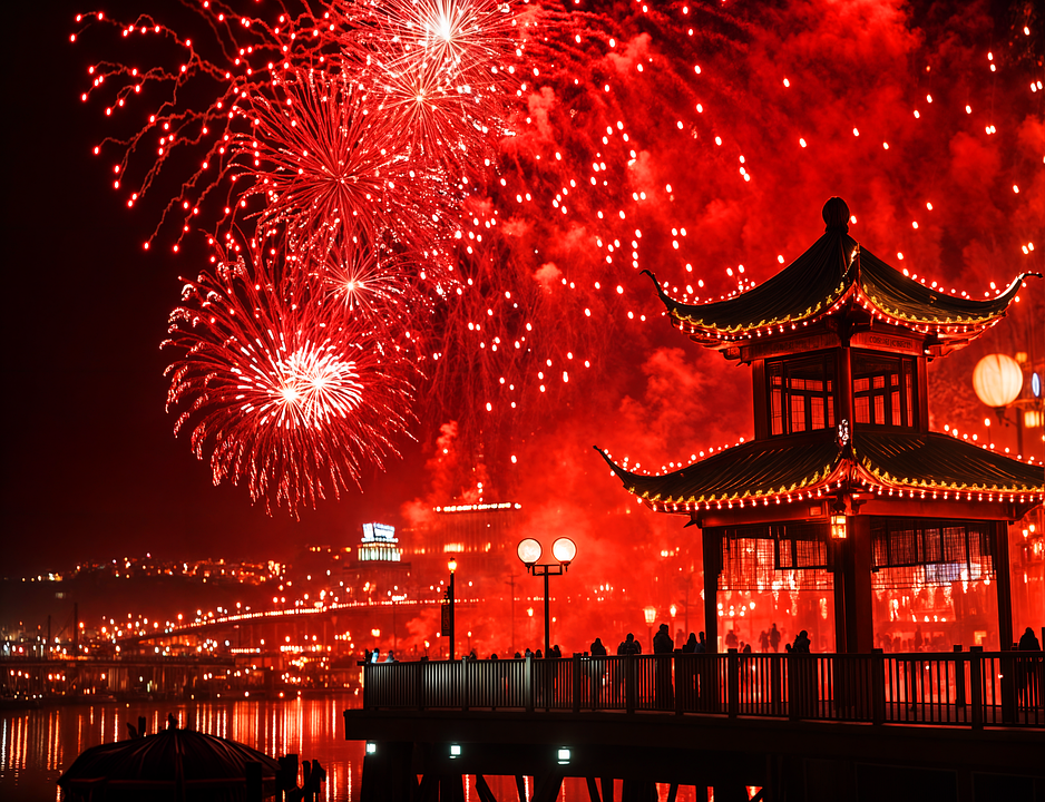 Chinese New Year Fireworks Pagoda - Free photo on Pixabay
