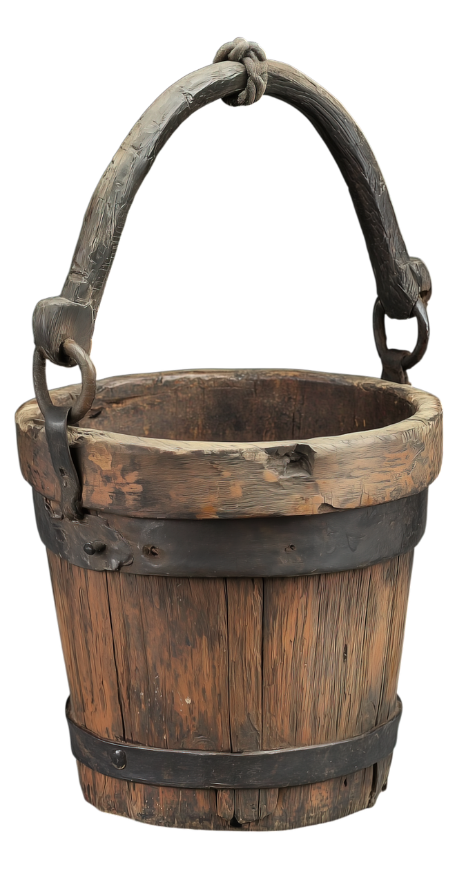 Download Wooden Bucket, Vintage Bucket, Rustic Pail. Royalty-Free Stock ...