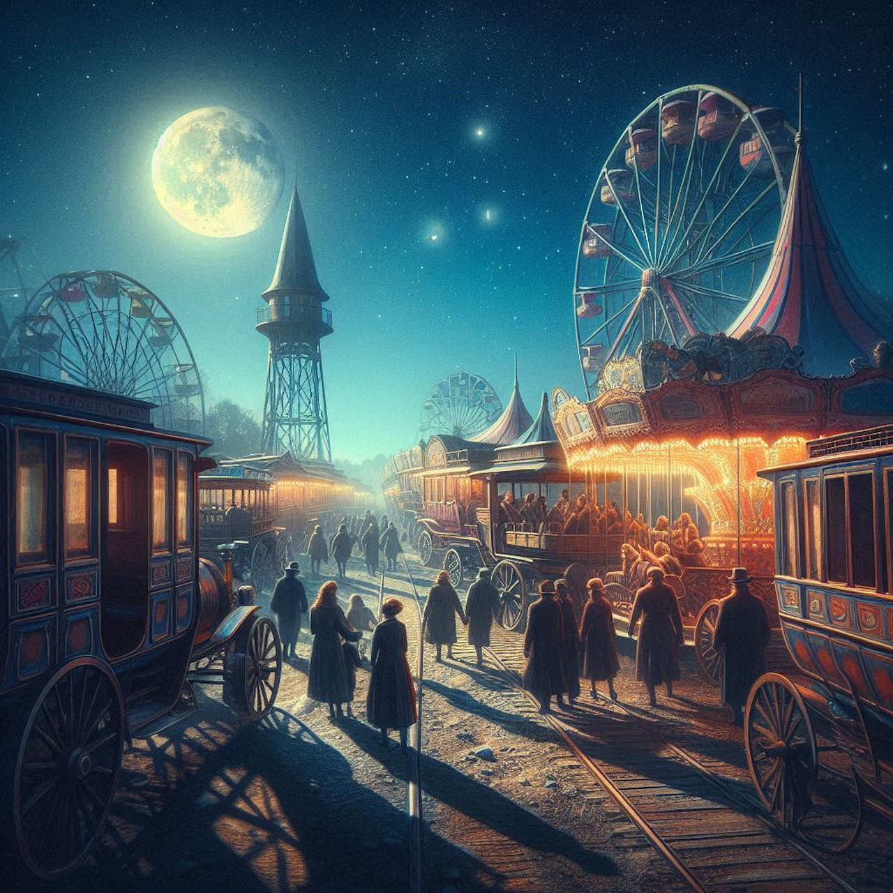 Download People, Moon, Night. Royalty-Free Stock Illustration Image ...