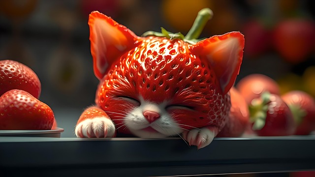 Download Cat, Strawberries, Kitten. Royalty-Free Stock Illustration ...
