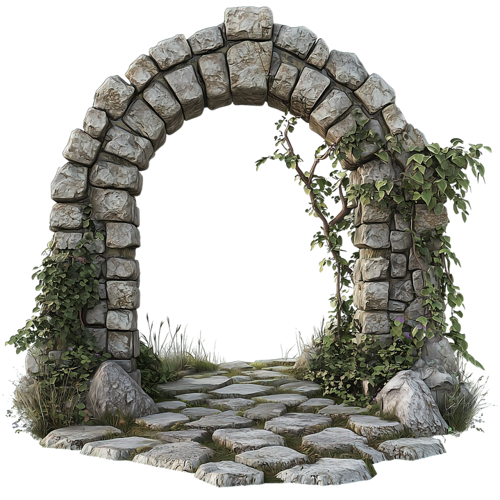 Antiguo Arco De Piedra Puerta Medieval Portal Al Parque Forestal